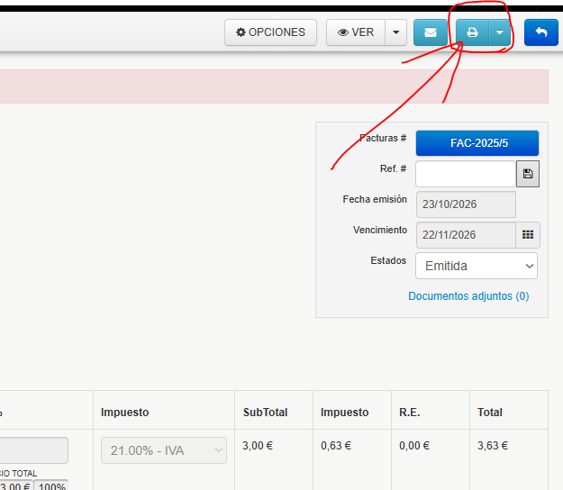 Cómo imprimir o descargar una factura en PDF